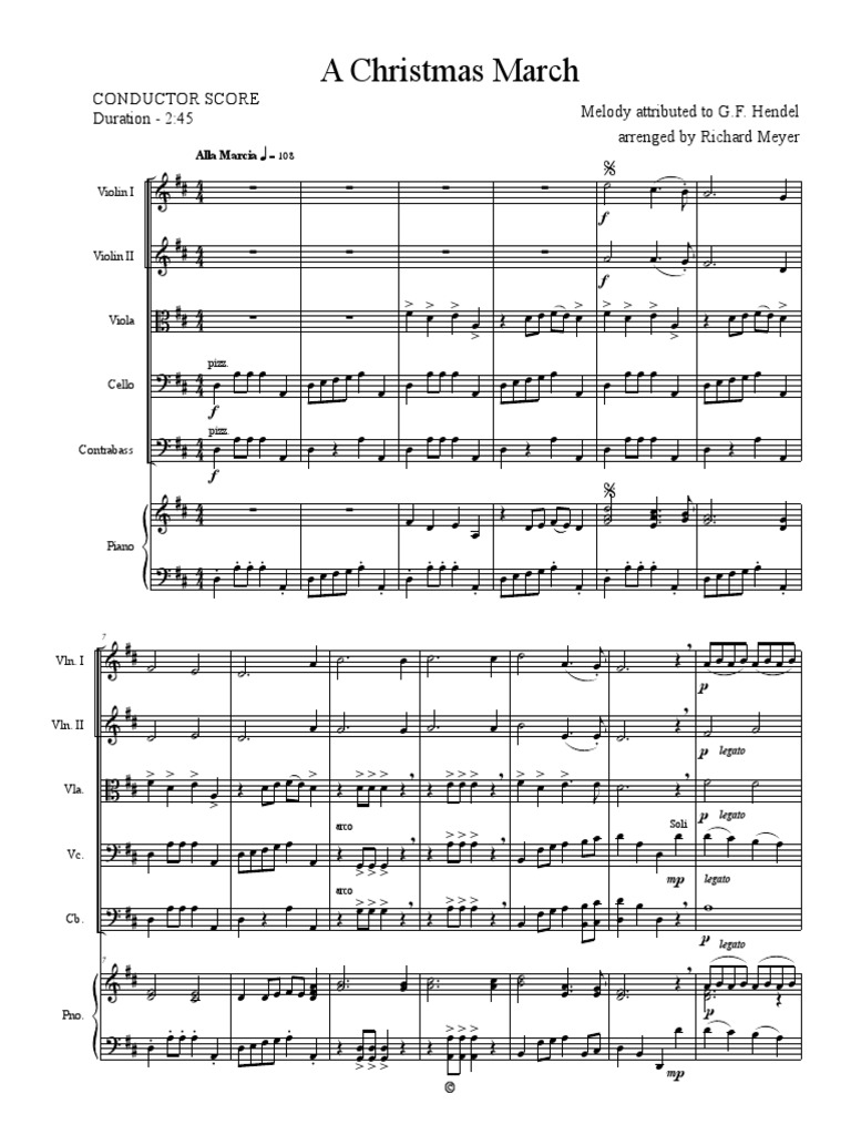 A Christmas March: Melody Attributed To G.F. Hendel Conductor Score ...