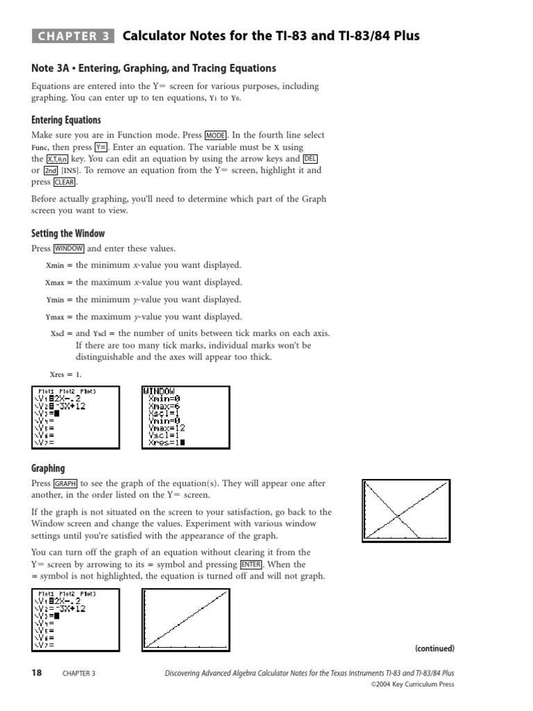 Calculator Notes For The TI-83 and TI-83/84 Plus: Note 3A - Entering ...