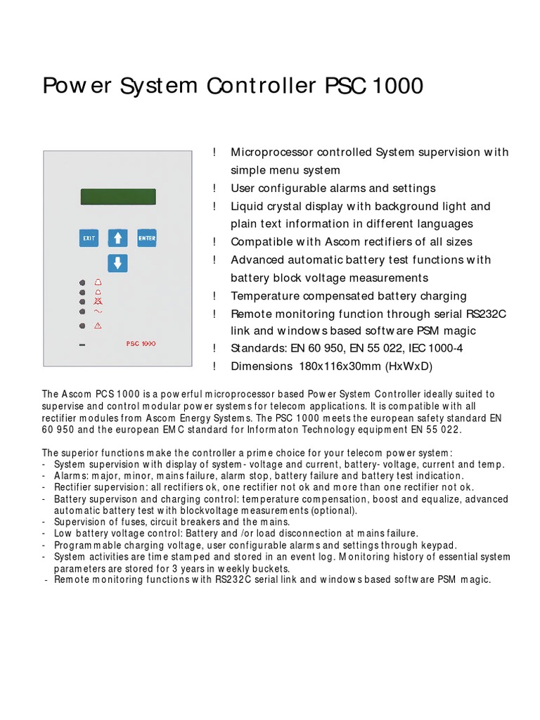 PSC 1000 | PDF | Battery Charger | Battery (Electricity)