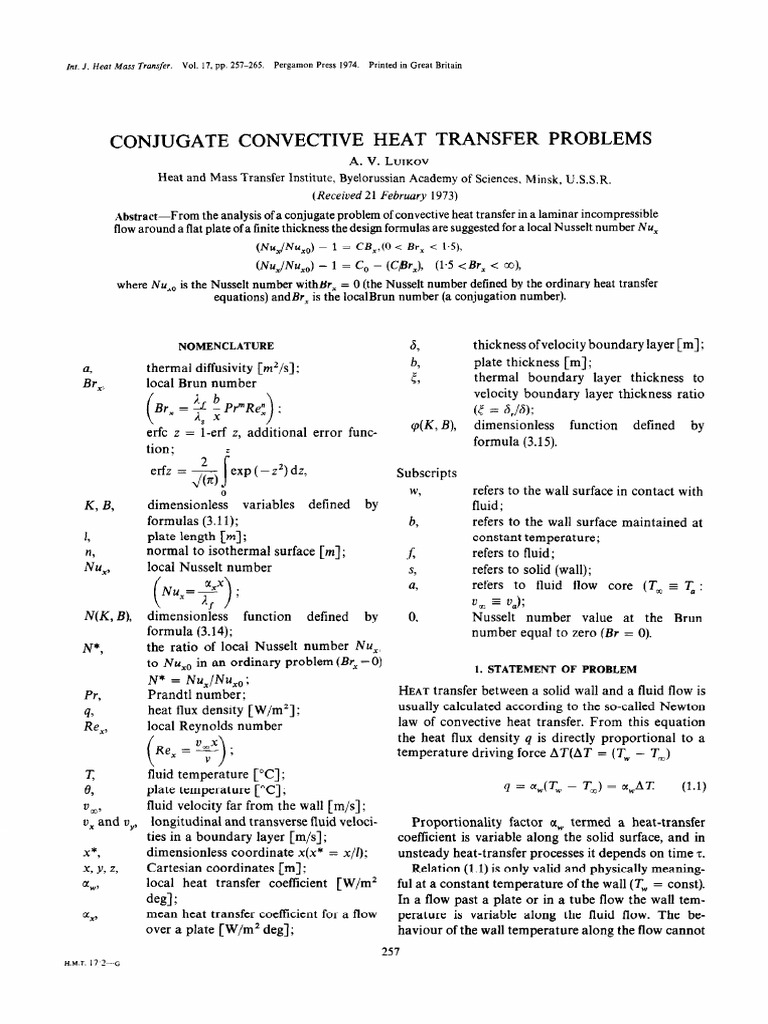 Conjugate Convective Heat Transfer Problems: A, BR, 6, B, 5 | PDF | Boundary Layer | Heat Transfer
