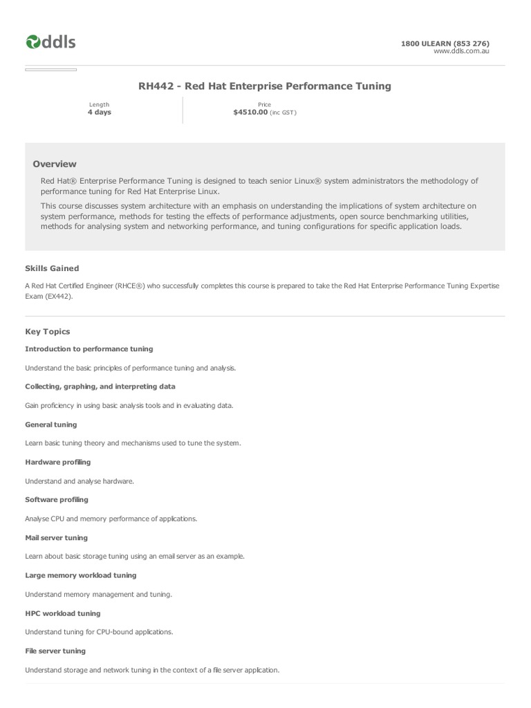 RH442 Red Hat Enterprise Performance Tuning | PDF | Red Hat | System