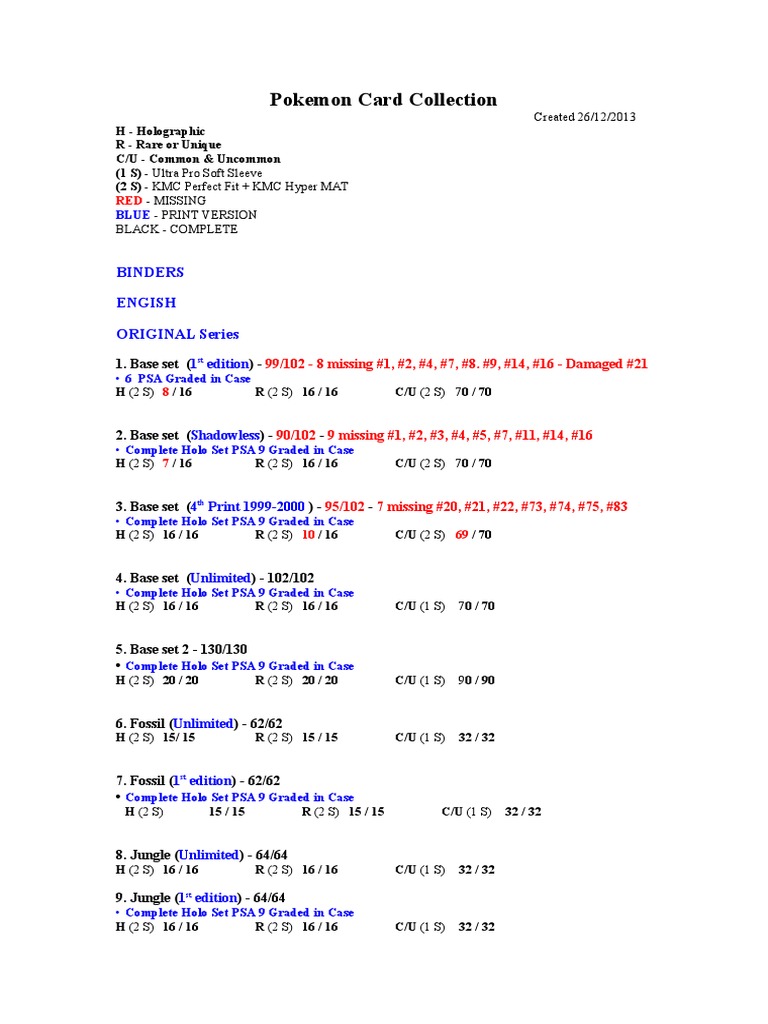 Pokemon Card Collection (Updated 06-01-2018) PDF | PDF | Pokémon ...