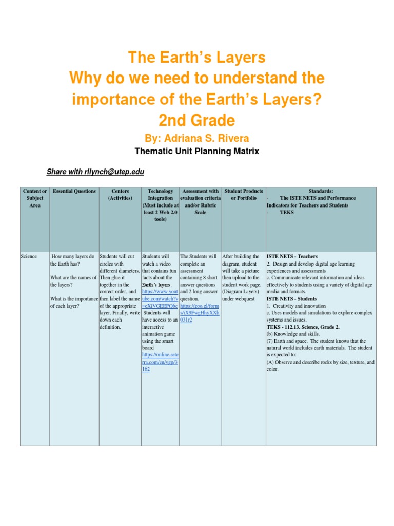 Thematic Unit 2nd Grade Science Final | PDF | Educational Assessment ...