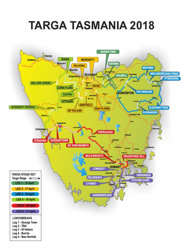 Targa Tasmania 2018 Stage Map | Download Free PDF | Tasmania ...