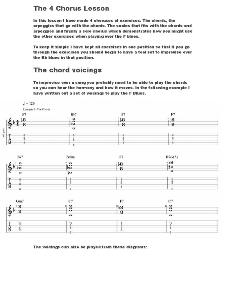 F Blues Improvisation Techniques | PDF | Harmony | Chord (Music)