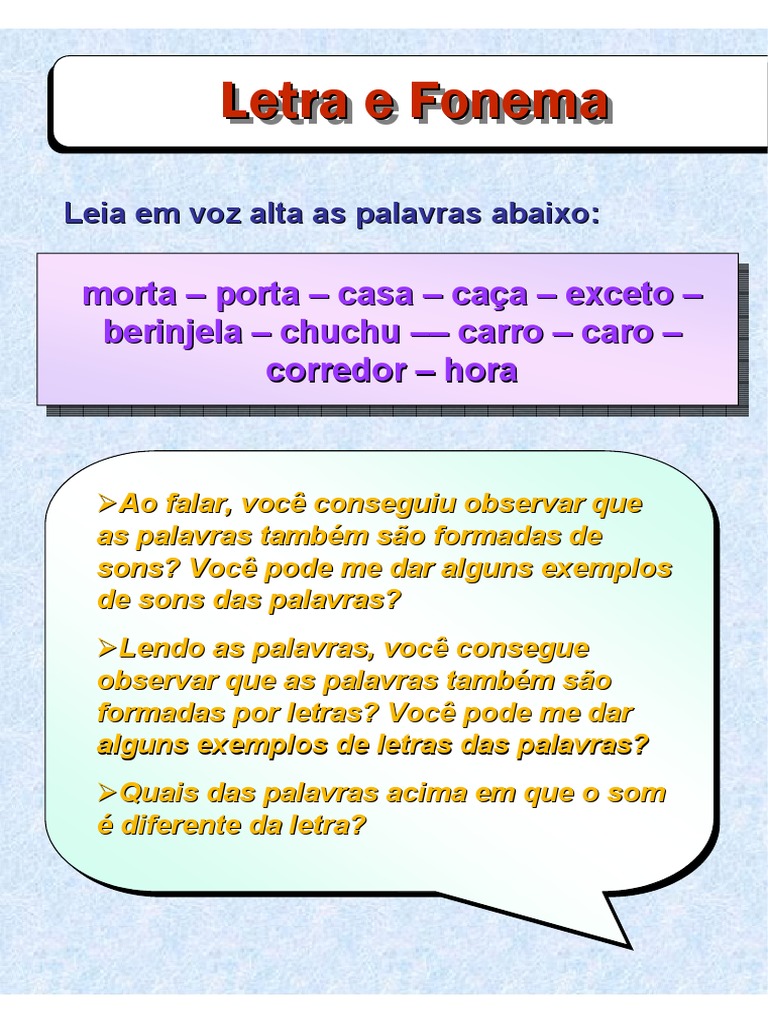 Letra e Fonema | PDF | Fonema | Vogal