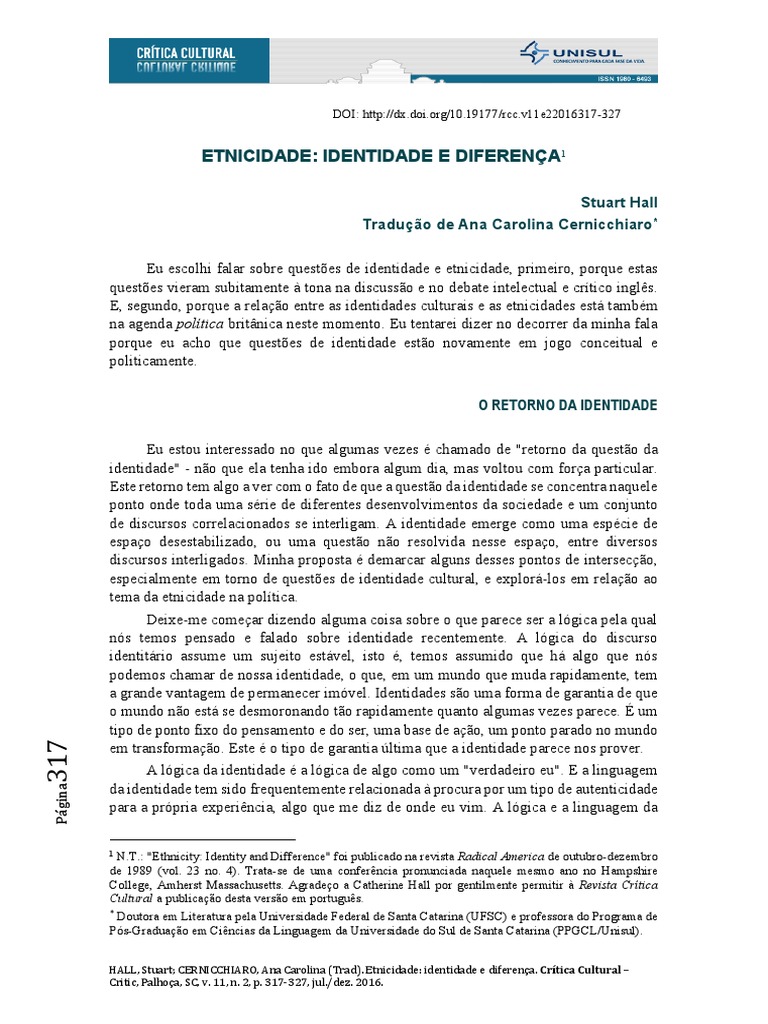 Etnicidade: Identidade e Diferença | PDF | Sociologia | Karl Marx