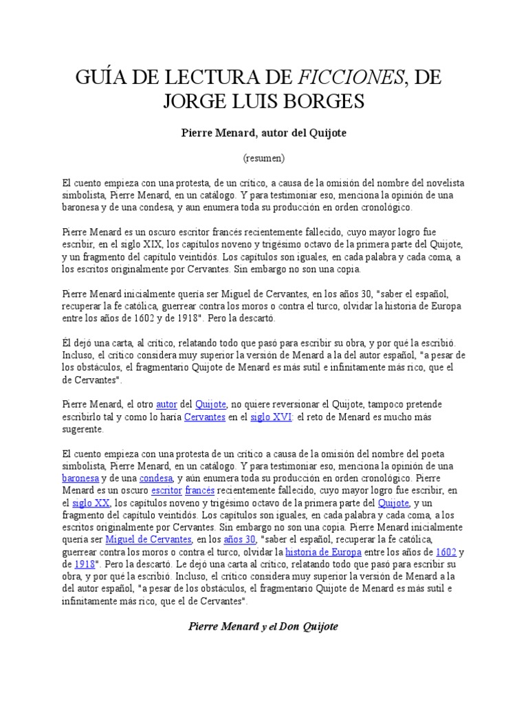 Guía de Lectura de Ficciones | PDF