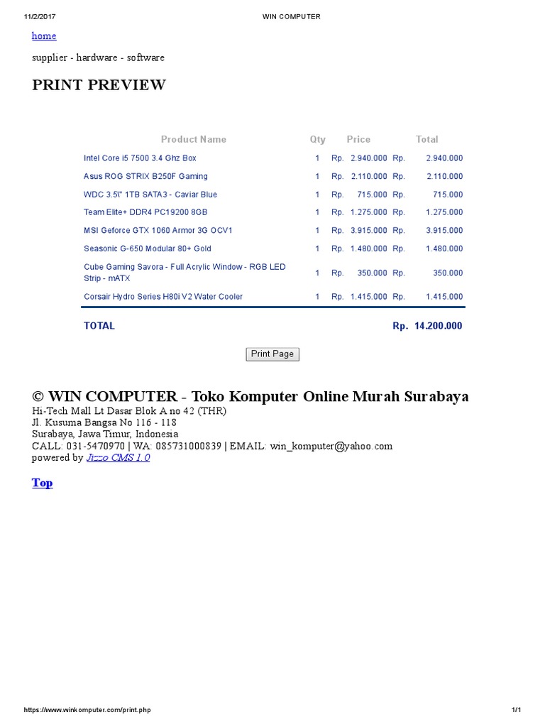 Print Preview: © WIN COMPUTER - Toko Komputer Online Murah Surabaya | PDF