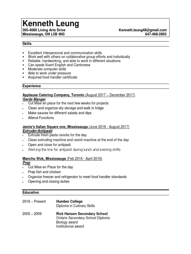 Kenneth Leung Resume | PDF