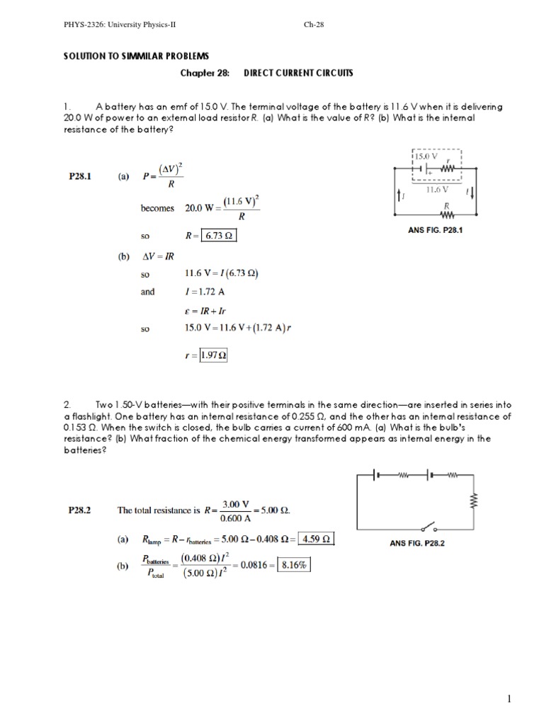 Physics-II: DC Circuits Problems | PDF | Electrical Network | Series And Parallel Circuits