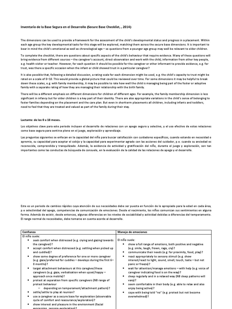 Secure Base Checklist | PDF | Attachment Theory | Adolescence