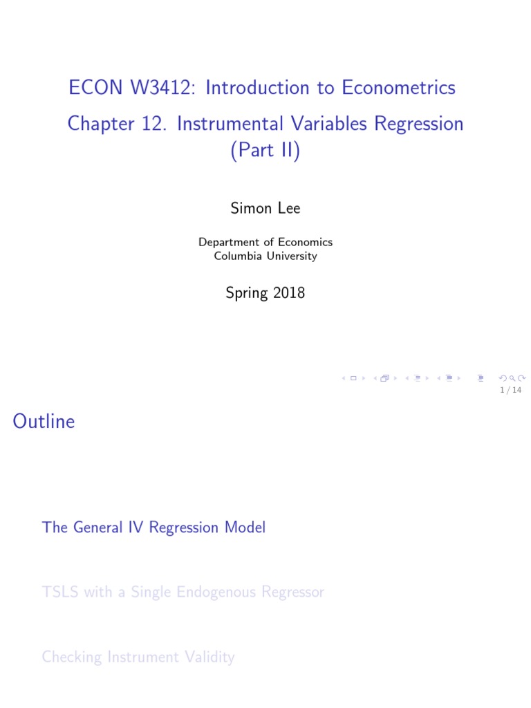 Lecture Slides 12 Part2 With Examples Updated | PDF | Endogeneity (Econometrics) | Regression ...