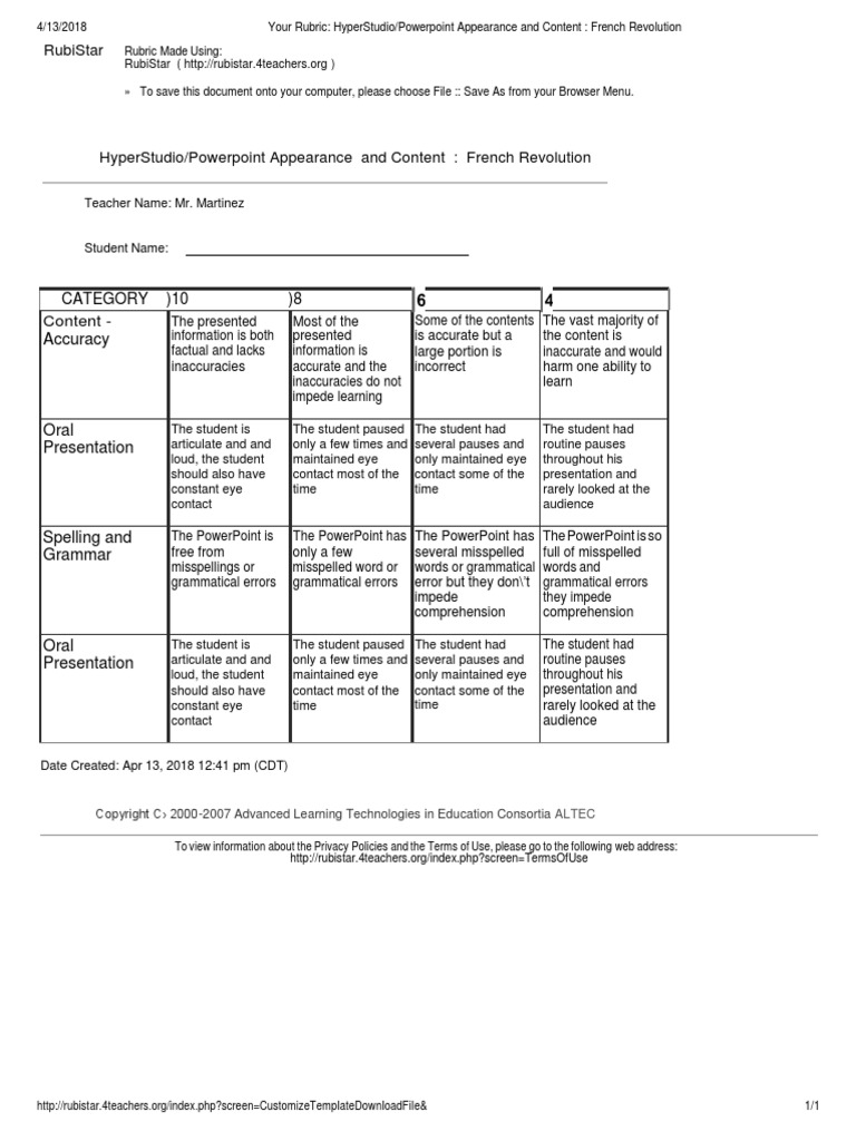 New Rubric | PDF | Microsoft Power Point | Communication New Rubric | PDF | Microsoft Power Point | Communication
