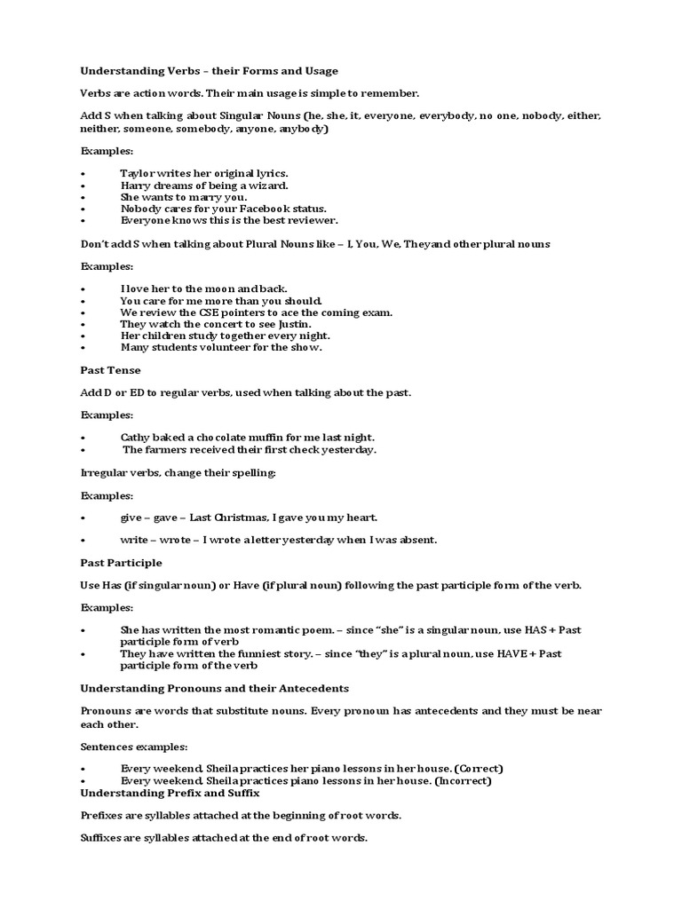 Understanding Verbs - Their Forms and Usage | PDF | Malaysia Airlines ...