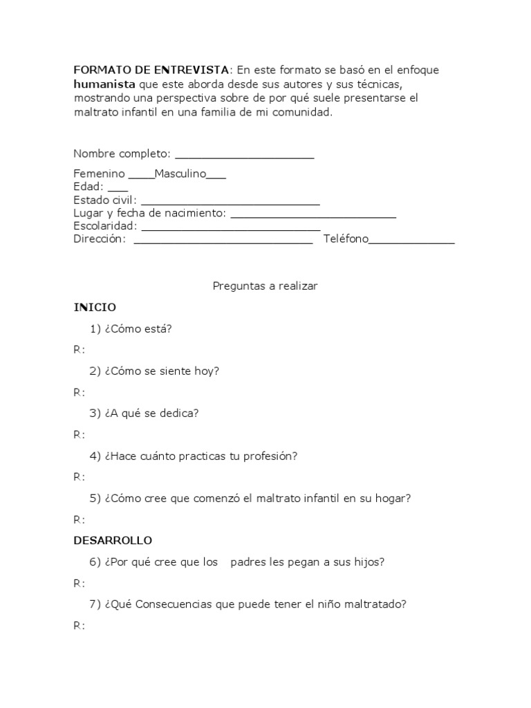 Formato de Entrevista | PDF