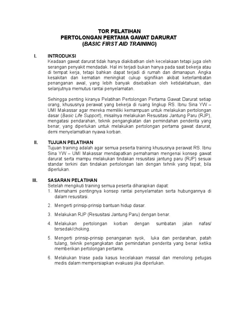 Tor Pelatihan Untuk Diklat | PDF