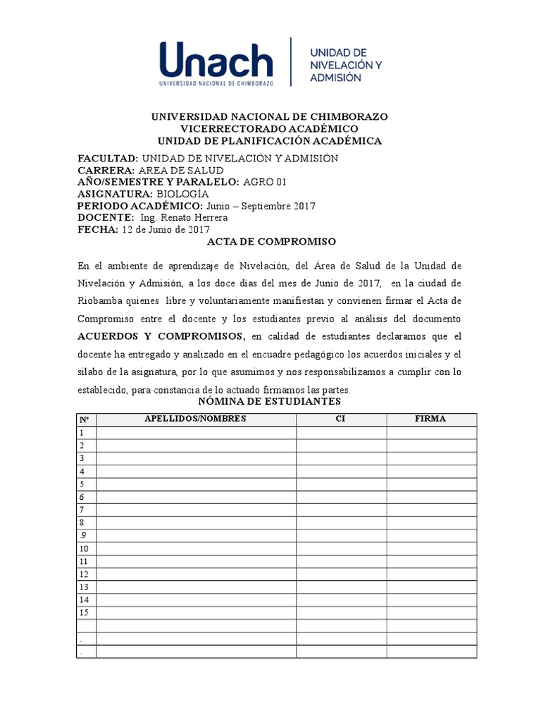 Formato Acta de Compromiso | PDF | Maestros | Modificación de comportamiento