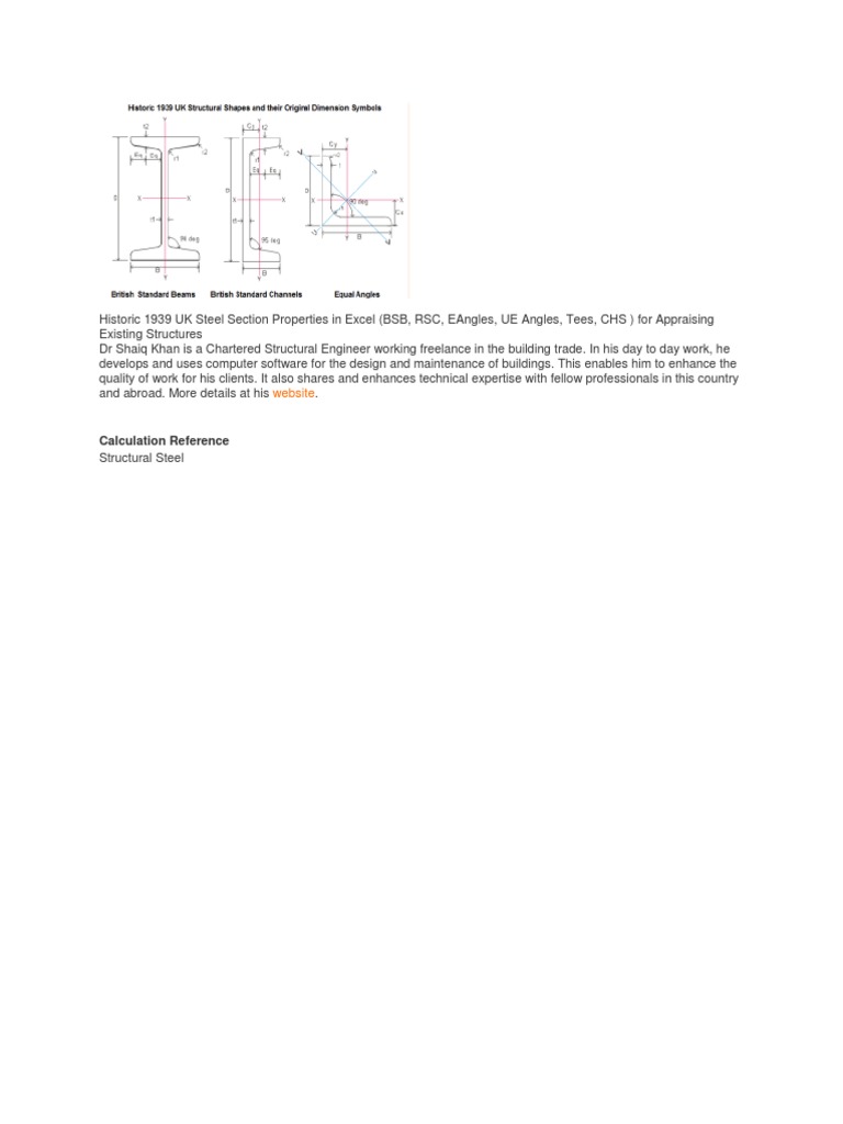 Historic 1939 UK Steel Section Properties | PDF | Technology & Engineering