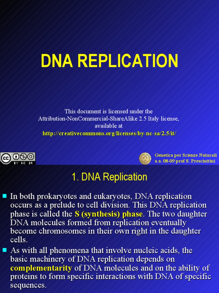 Dna Replication: This Document Is Licensed Under The Attribution ...