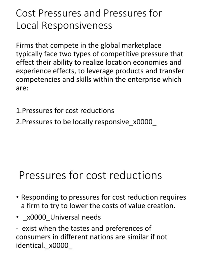 Cost Pressures vs. Local Responsiveness | PDF | Business | Finance ...
