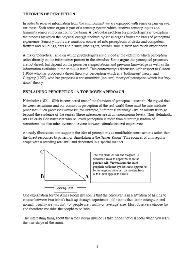 Theories of Perception PDF | PDF | Perception | Attention