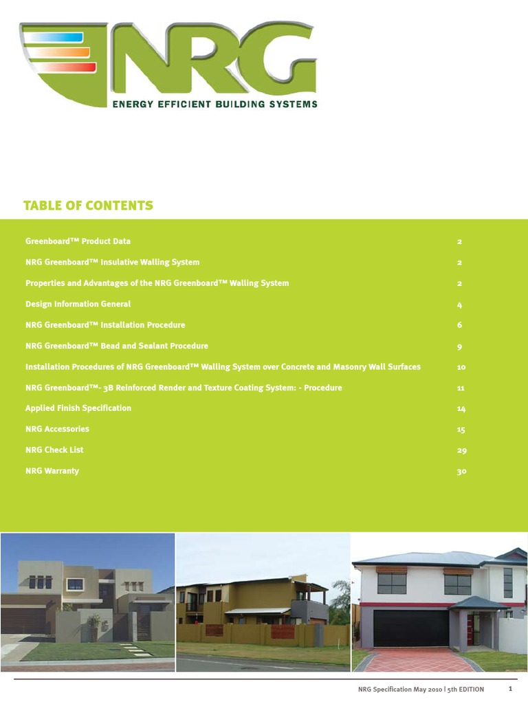 NRG Greenboard Technical Specification Booklet Version 4 | Building ...