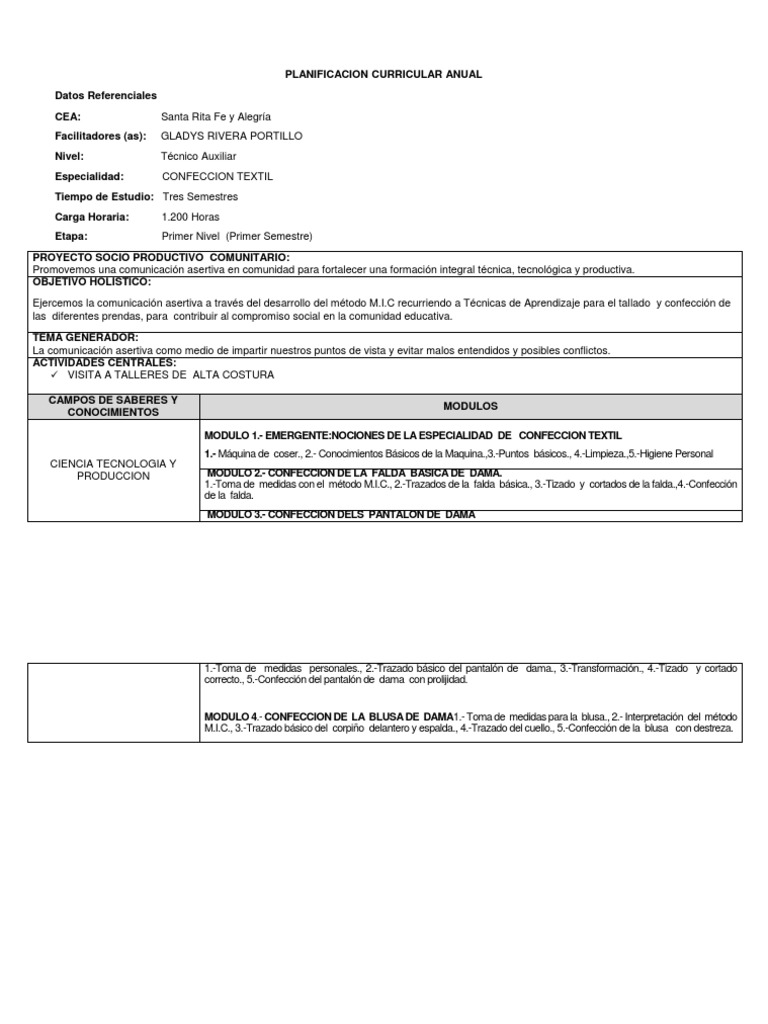 Planificacion Anual I - Gladys | Descargar gratis PDF | Ropa | Science