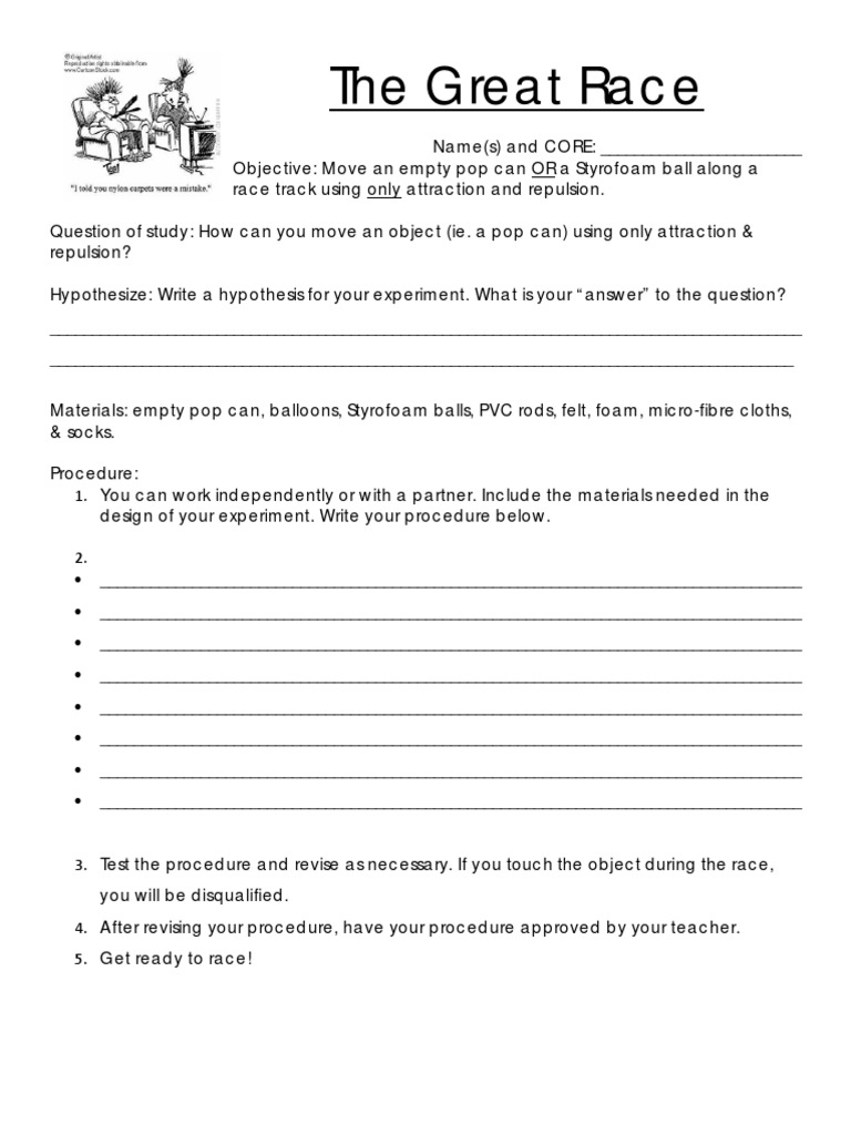 The Great Race | PDF | Hypothesis | Experiment