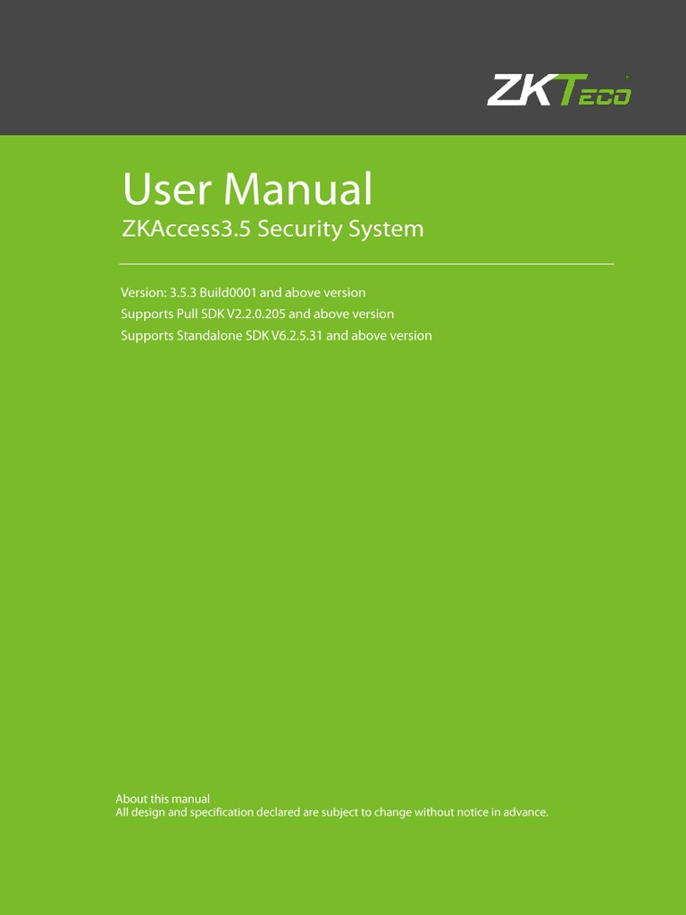 ZKAccess 3.5 Security System Manual | PDF | Computing