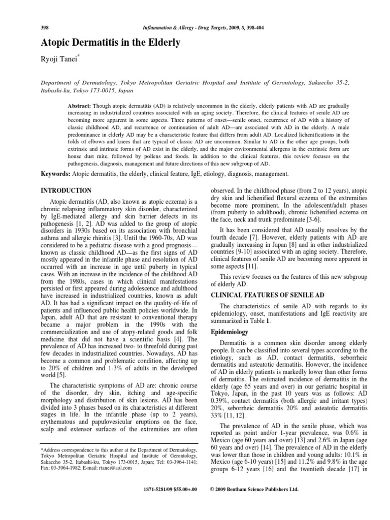 Atopic Dermatitis in The Elderly | PDF | T Helper Cell | Allergen