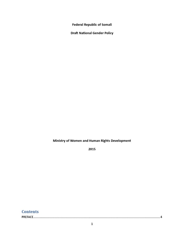 Draft of National Gender Policy | PDF | Gender Equality | Gender Studies