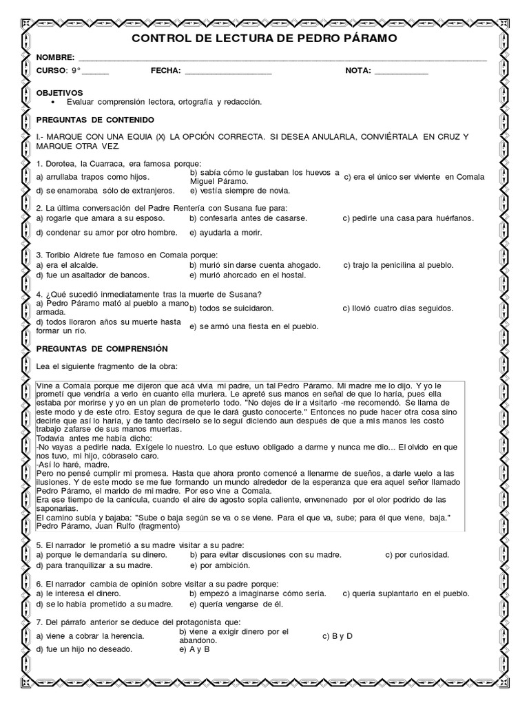 Examen de Lectura | PDF