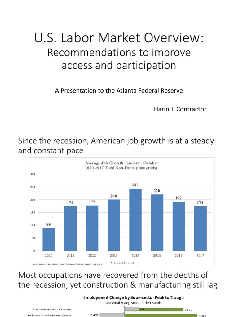 U.S. Labor Market Overview:: Recommendations To Improve Access and ...