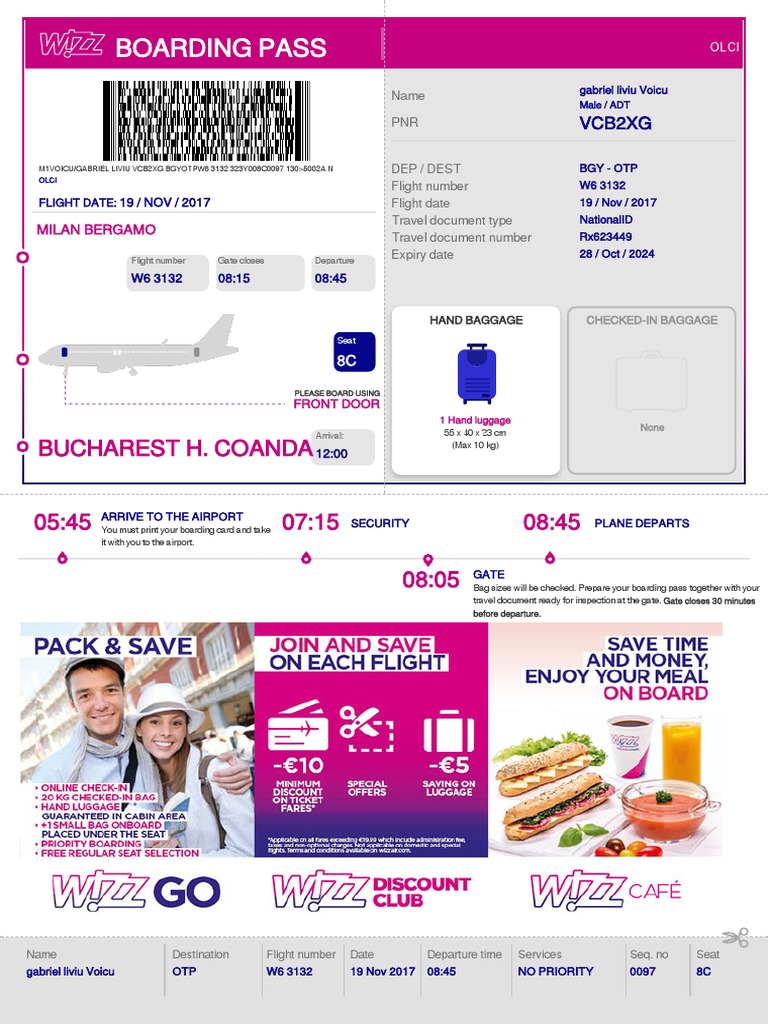 BoardingPass Milan Nov19 | Download Free PDF | Baggage | Aviation