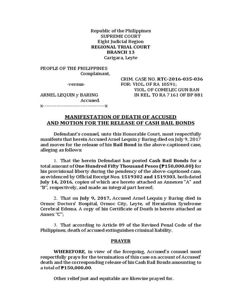 Motion To Release Bail | PDF