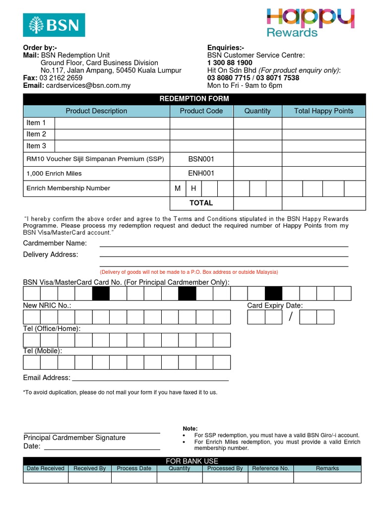 Happy Rewards Redemption Form - 2018 | PDF | Payments | Financial ...