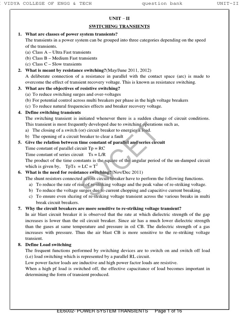 Switching Transients | PDF | Capacitor | Electric Power System