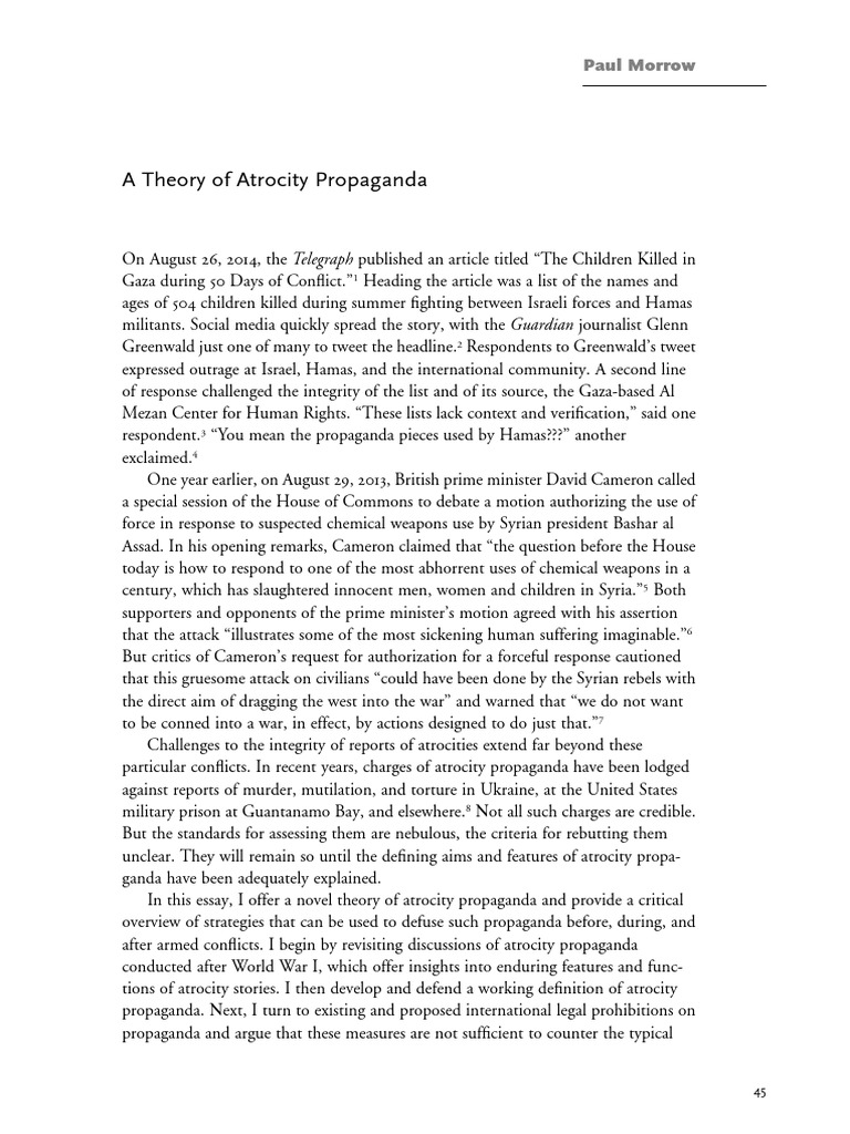 A Theory of Atrocity Propaganda: Paul Morrow | PDF | Propaganda | Genocides