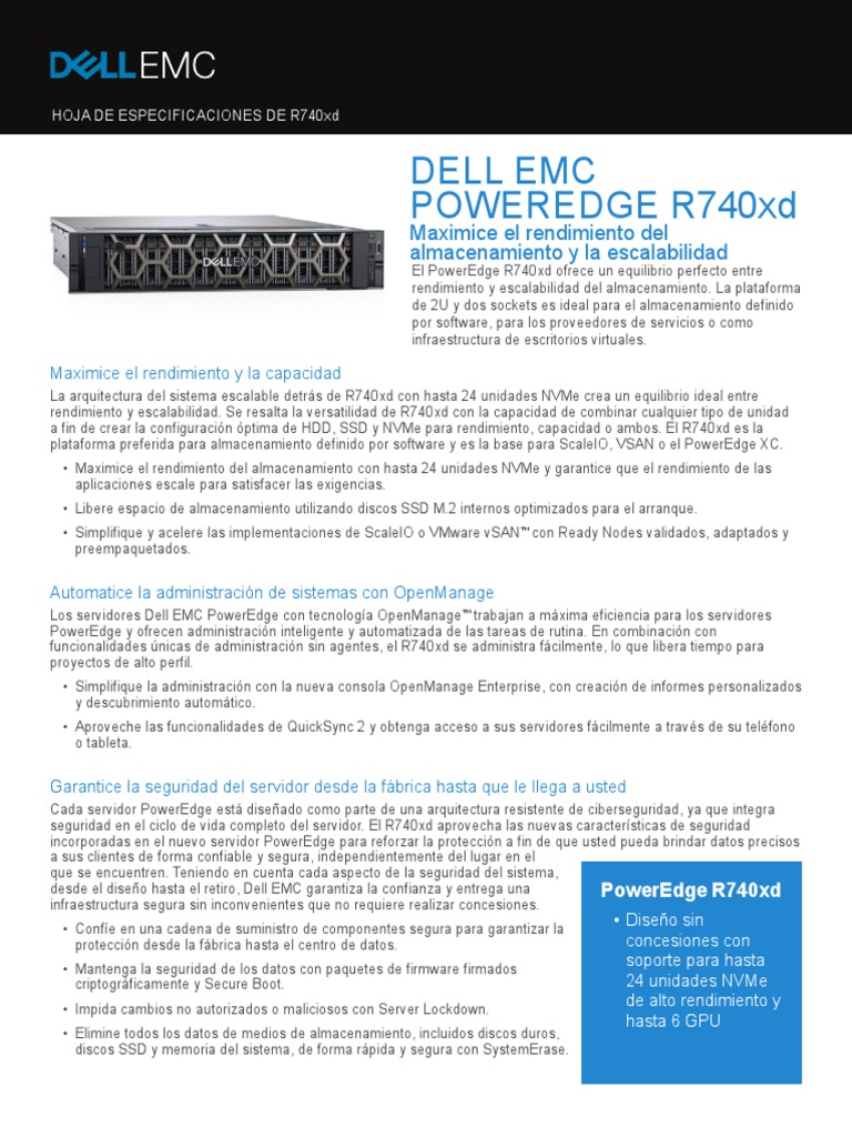 PowerEdge R740xd Spec Sheet LATAM Spanish | PDF | Dell | Servidor ...