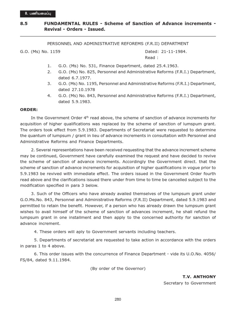 Scheme of Sanction of Advance Increments | PDF | Government | Social ...