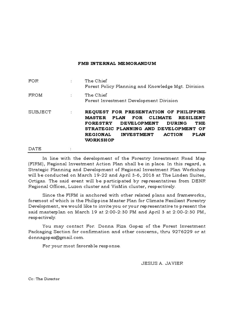 FMB Internal Memorandum: CC: The Director | PDF