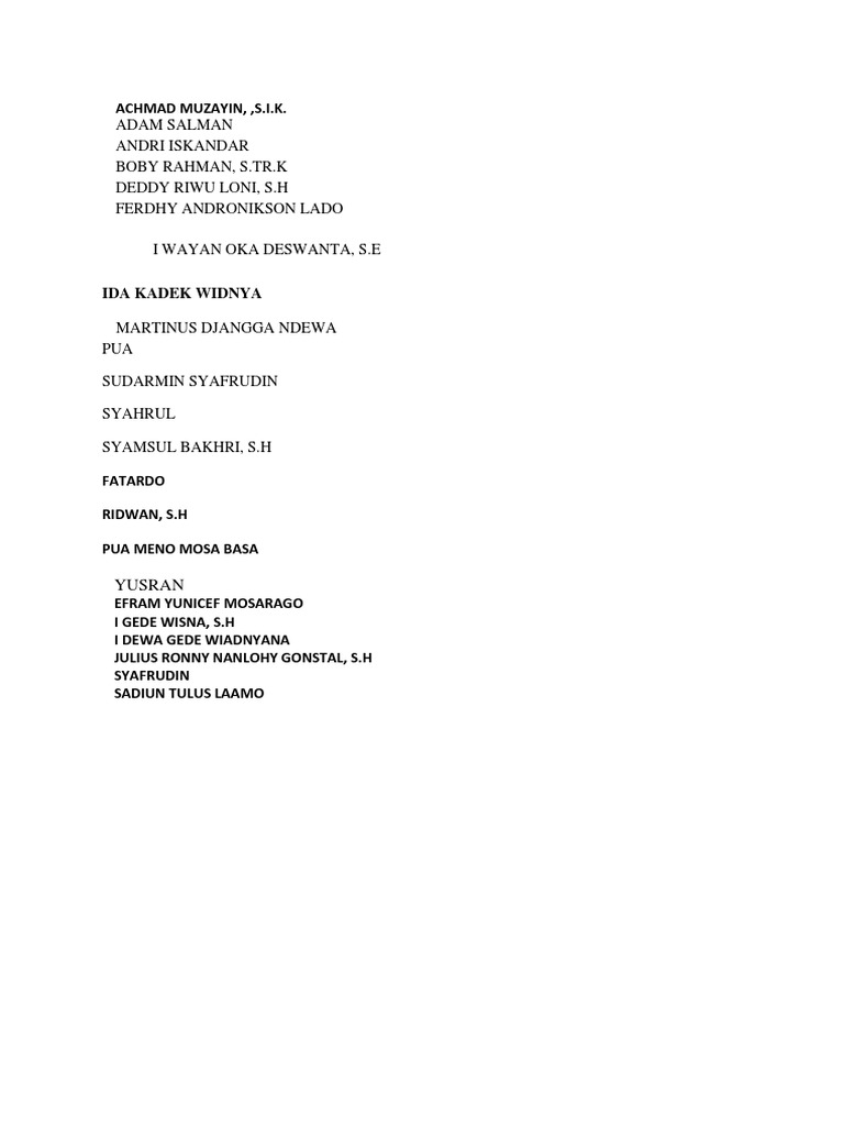 Adam Salman Andri Iskandar Boby Rahman, S.TR.K Deddy Riwu Loni, S.H ...