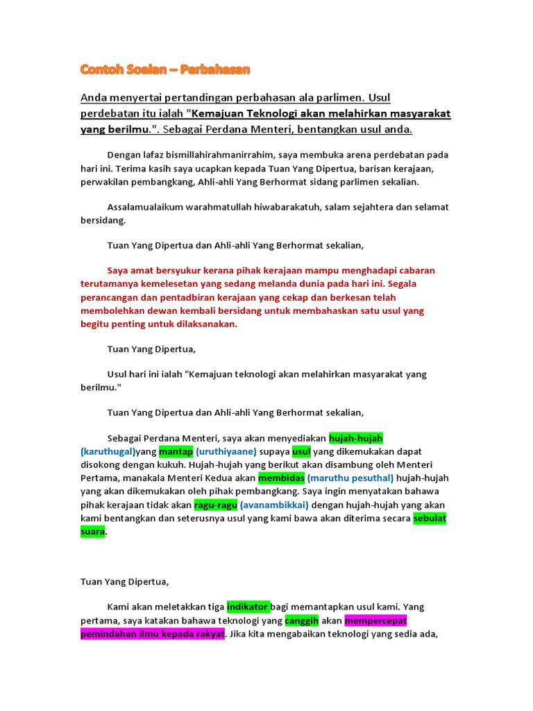 Contoh Perbahasan Kemajuan Teknologi Akan Melahirkan Masyarakat Yang ...