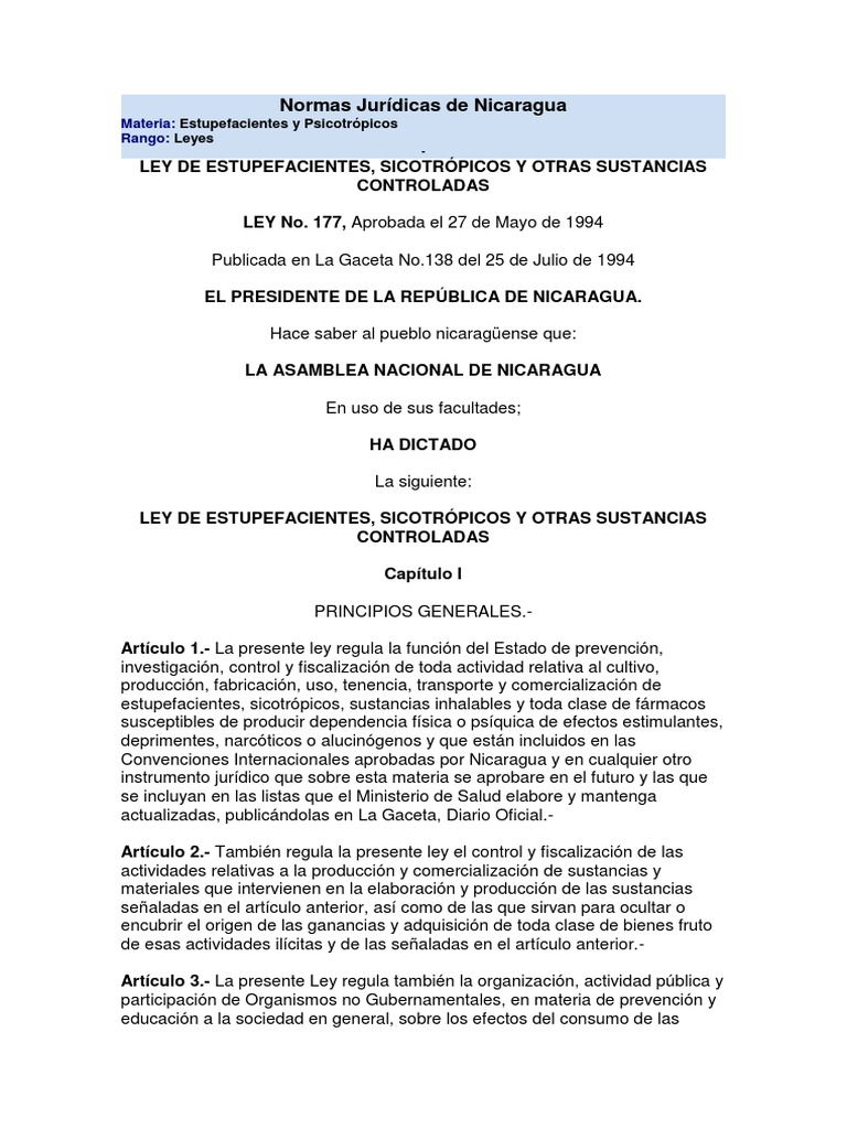 Ley 177 PDF | PDF | Drogas | Lavado de dinero