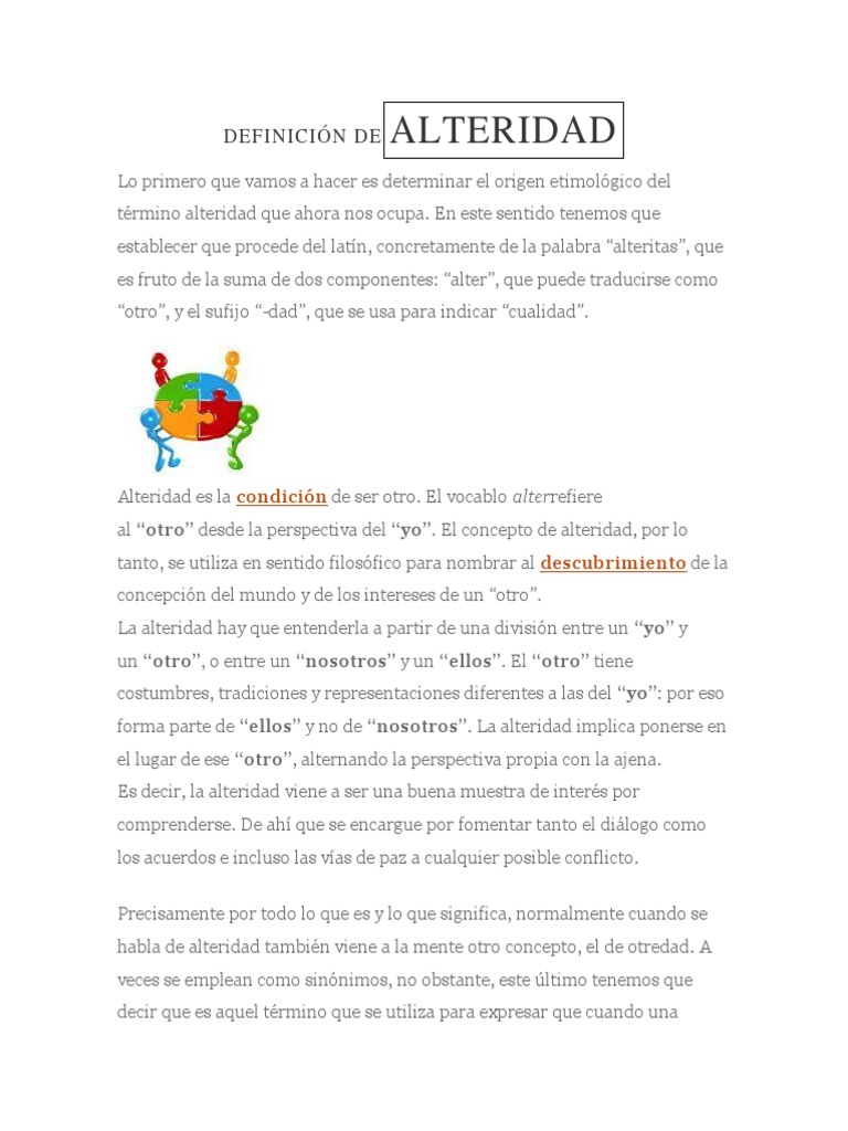 Definición y Significado de Alteridad | PDF | Teorías filosóficas ...