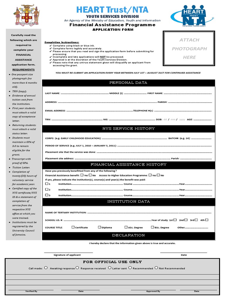 Financial Assistance Application Form 2014 | PDF | Behavior ...