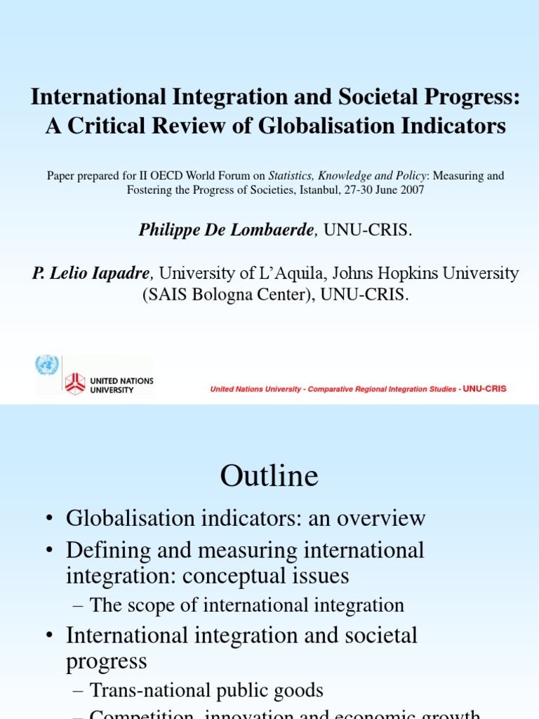 International Integration and Societal Progress: A Critical Review of Globalisation Indicators ...
