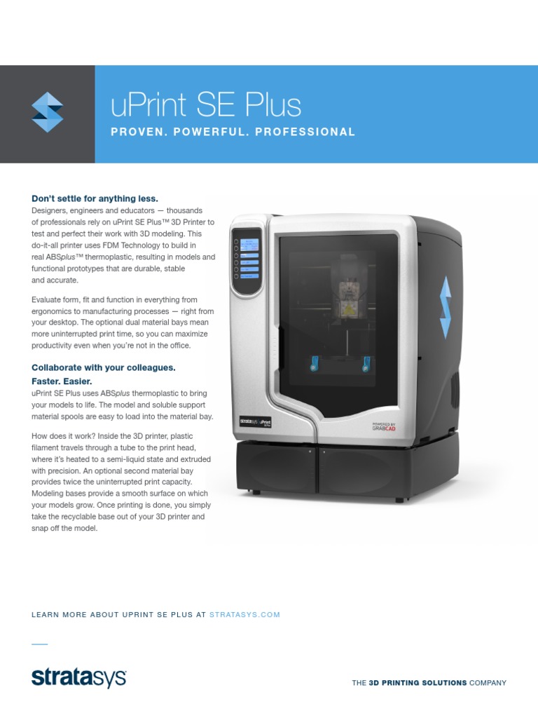 Uprint Se Plus: Proven. Powerful. Professional | PDF | 3 D Printing ...
