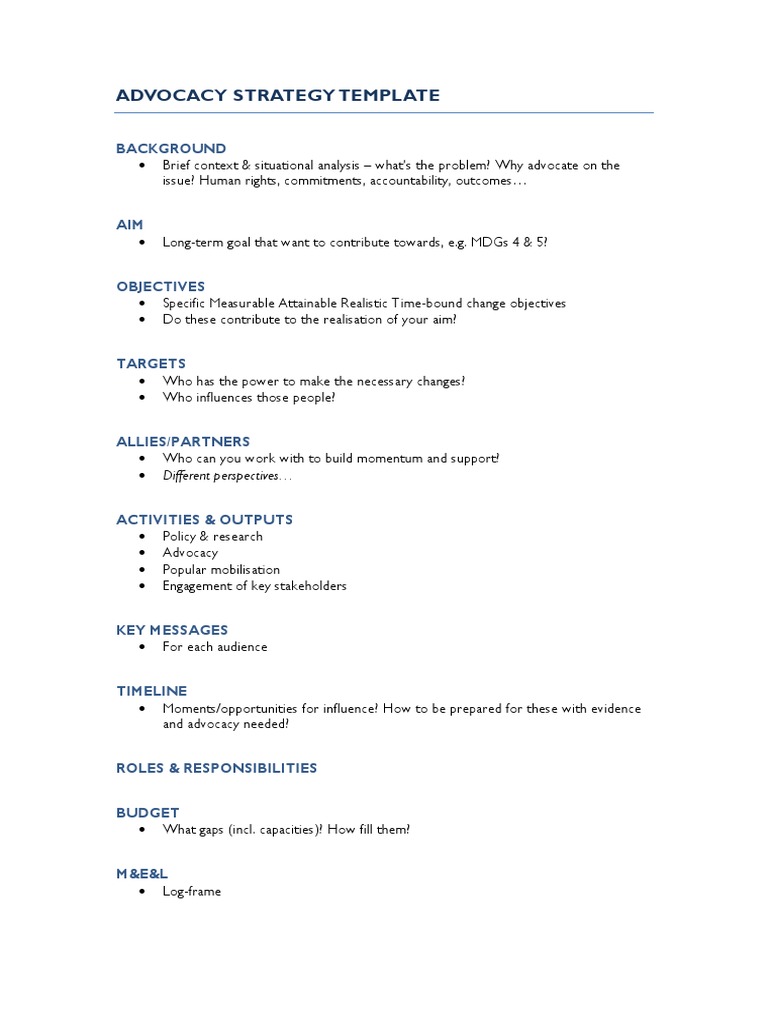 Advocacy Strategy Template Guide | PDF